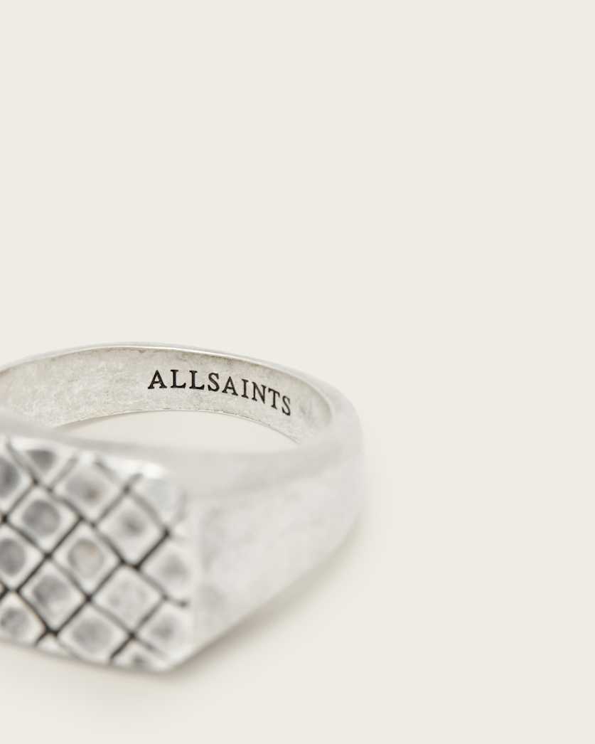 Abel Textured Signet Ring WARM SILVER | ALLSAINTS
